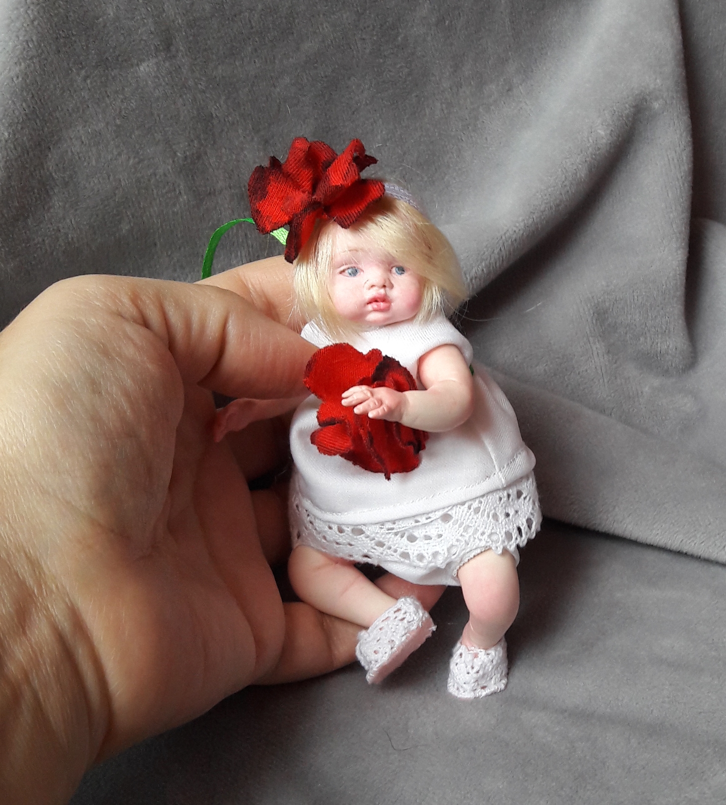 Ooak Art Mini Reborn Doll Blonde Hair Kovalevadoll Tiny Silicone