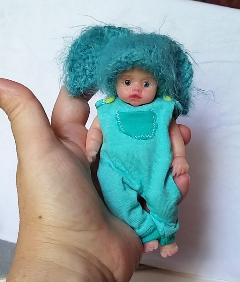 Mini silicone baby boy full body Oliver 4.7″ , dark eyes open, open ...